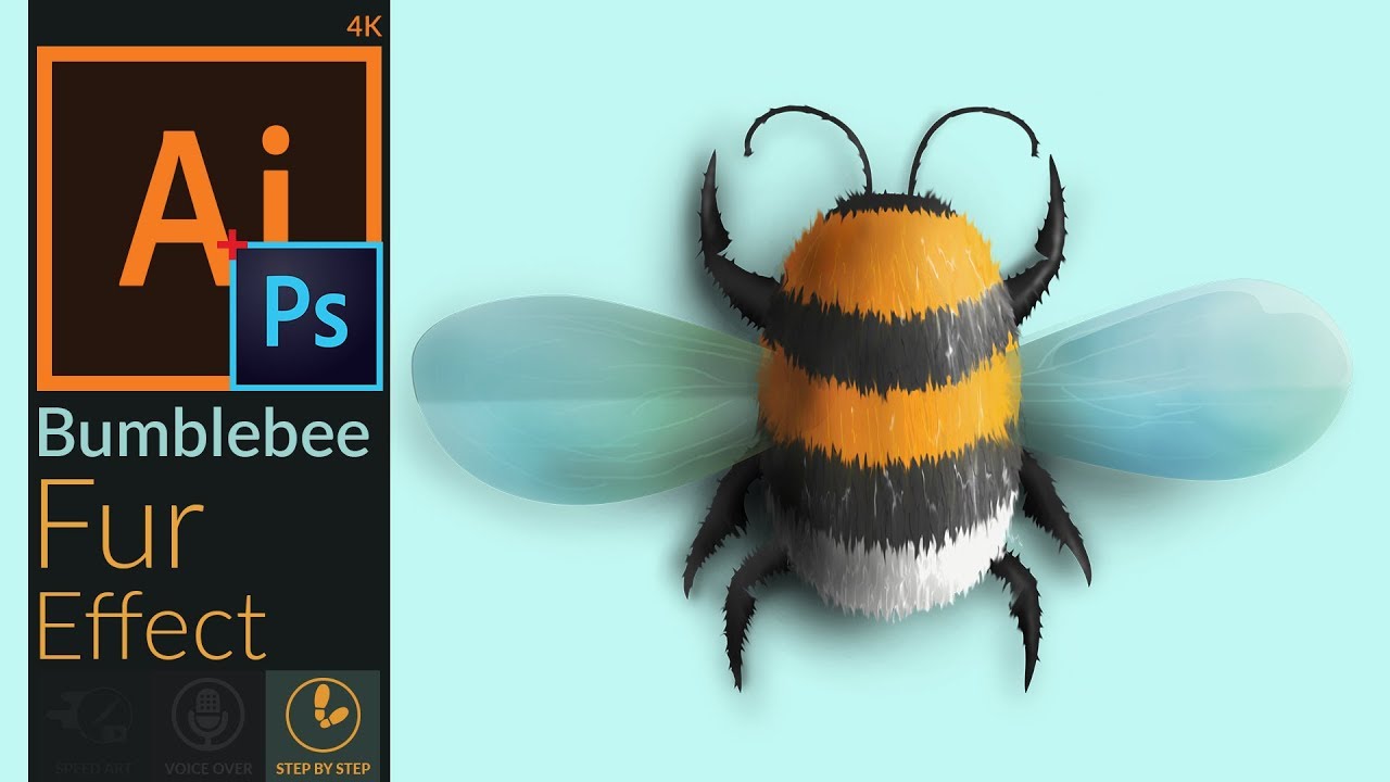 How To Draw A Bumblebee With Fur Effect Using Illustrator Photoshop