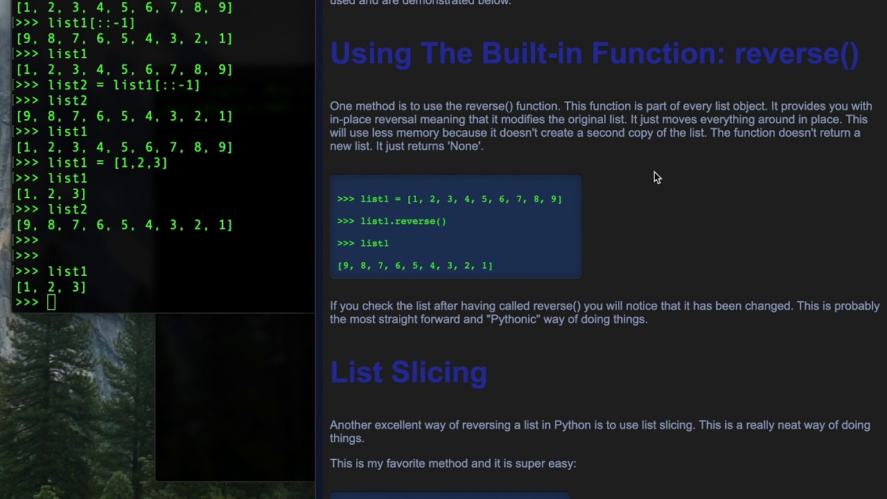 Python Reverse List Youtube