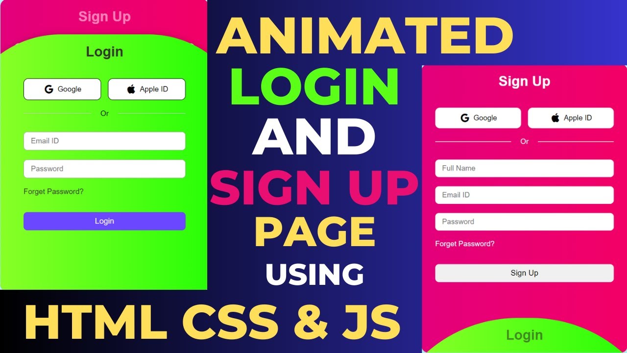 How To Create Login Page And Sign Up Page Using Html Css Javascript
