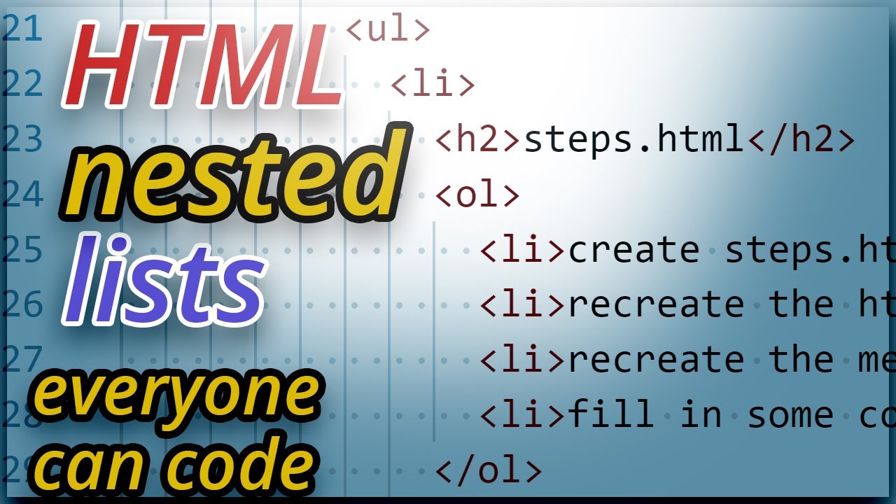 Html Nested Lists Youtube