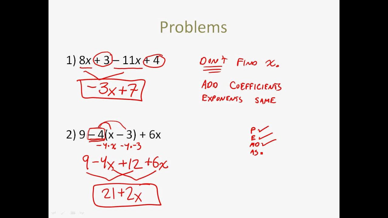 Simplifying Algebraic Expressions Juicynored