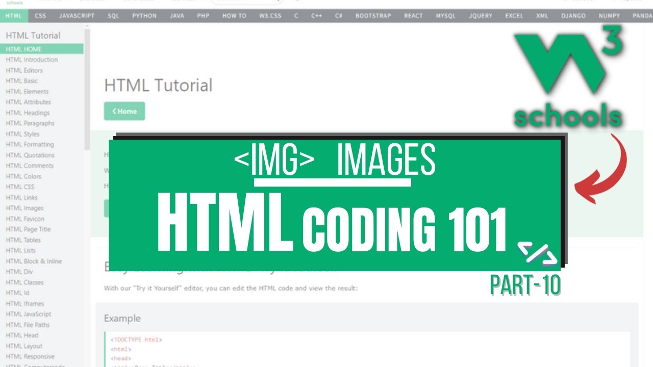 Html Coding 101 10 Html Images W3schools Html Tutorial Youtube