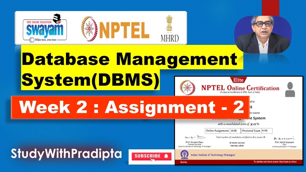 Data Base Management System Week 2 Assignment Answers Nptel 2025 Dbms