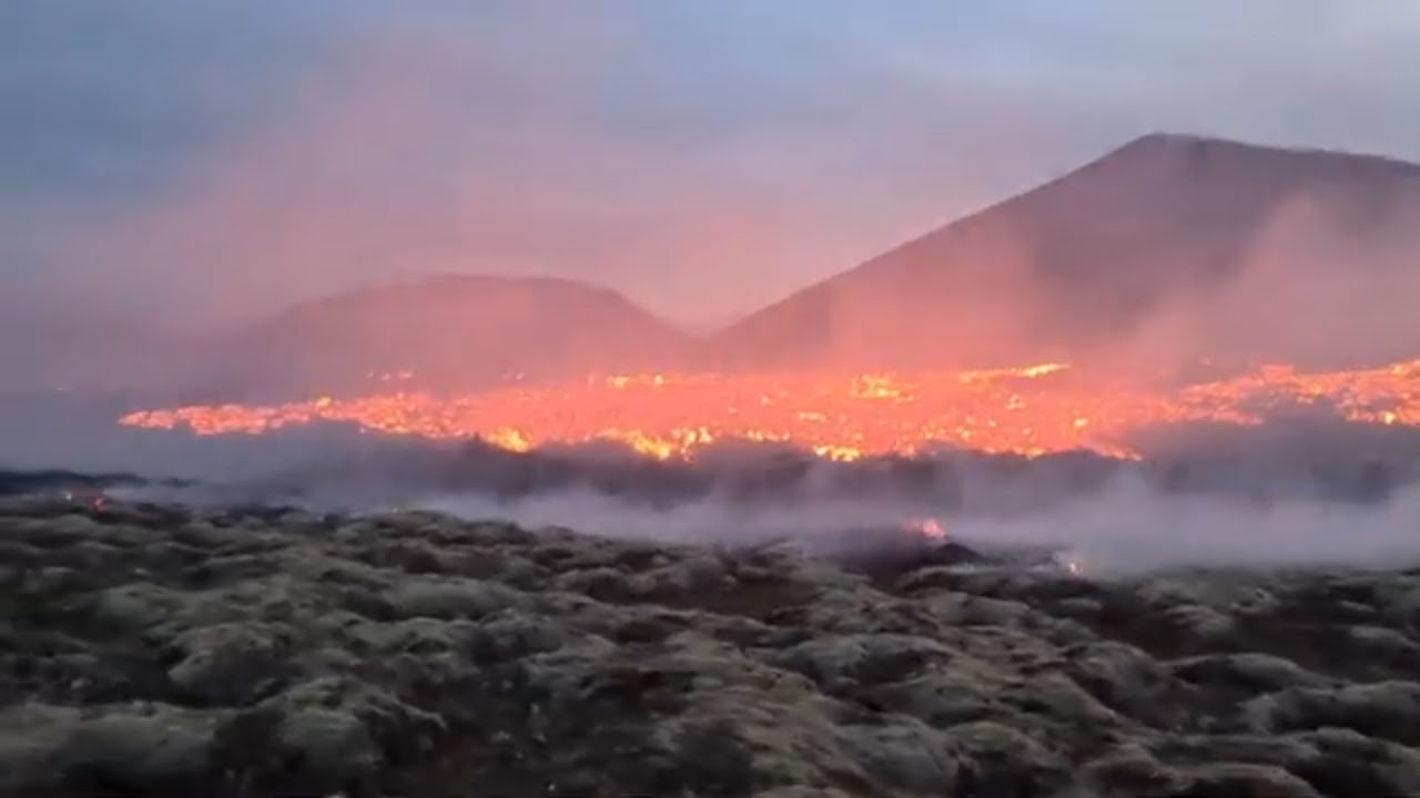 Lava Flooding The Lowland Adjacent To Litlihrutur Mt Our Way Home By
