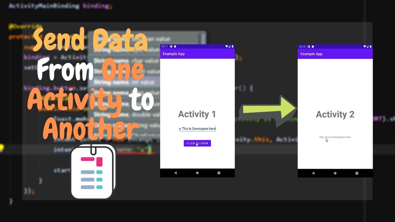 How To Send Data From One Activity To Another In Android Studio