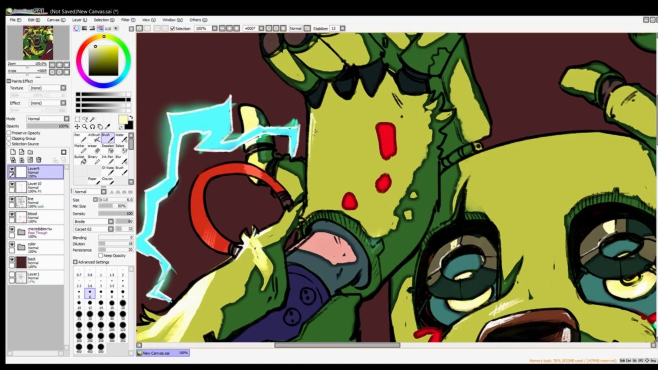 Springtrap Speedpaint Fnaf Paint Tool Sai Youtube