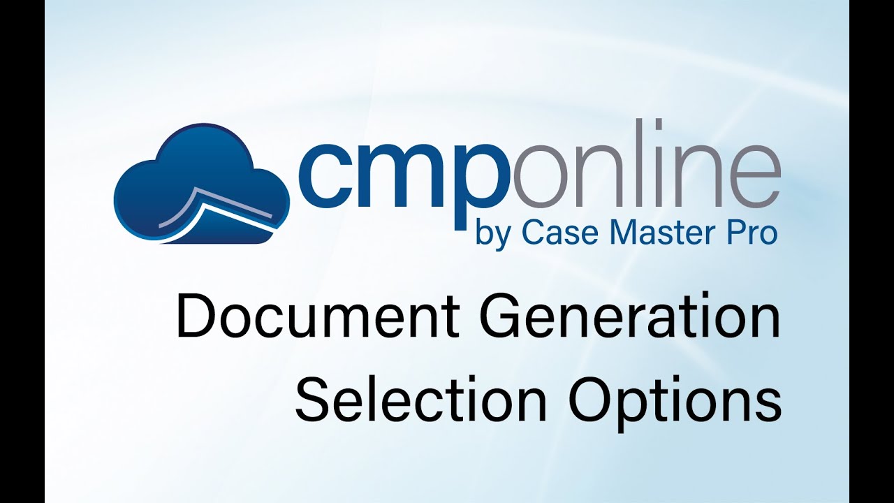 Cmponline Document Generation Selection Options Youtube