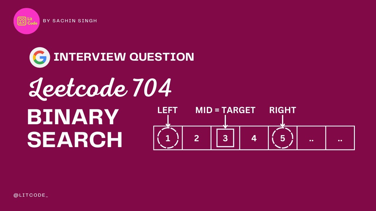 Binary Search Leetcode 704 Python Youtube