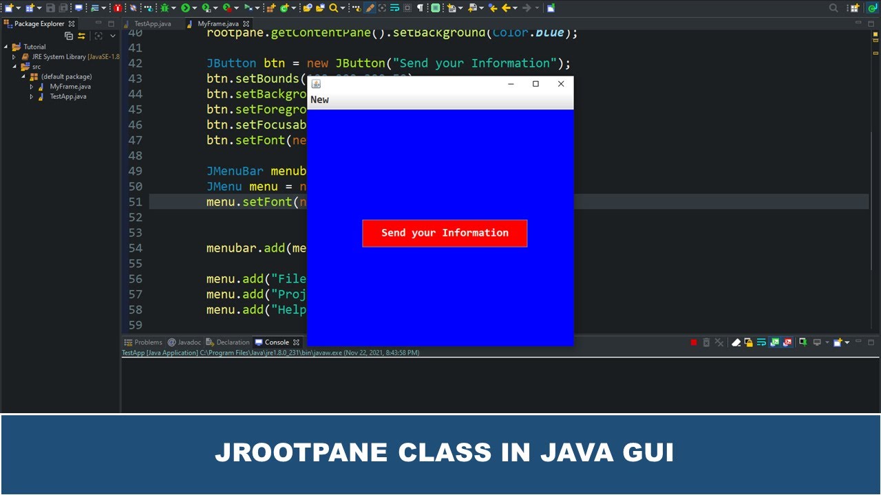 Java Gui Tutorial 68 Jrootpane Class In Java Gui Swing Youtube