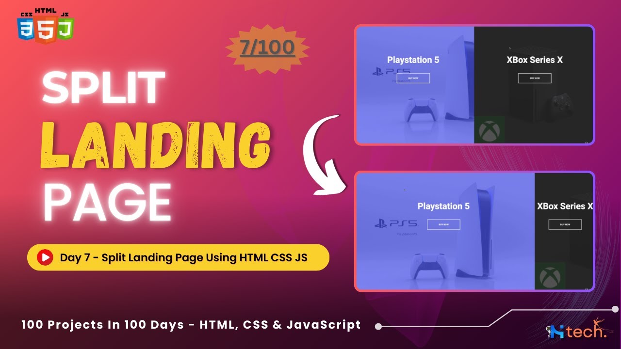 Create A Split Landing Page With Html Css Javascript Day 7 Of 100