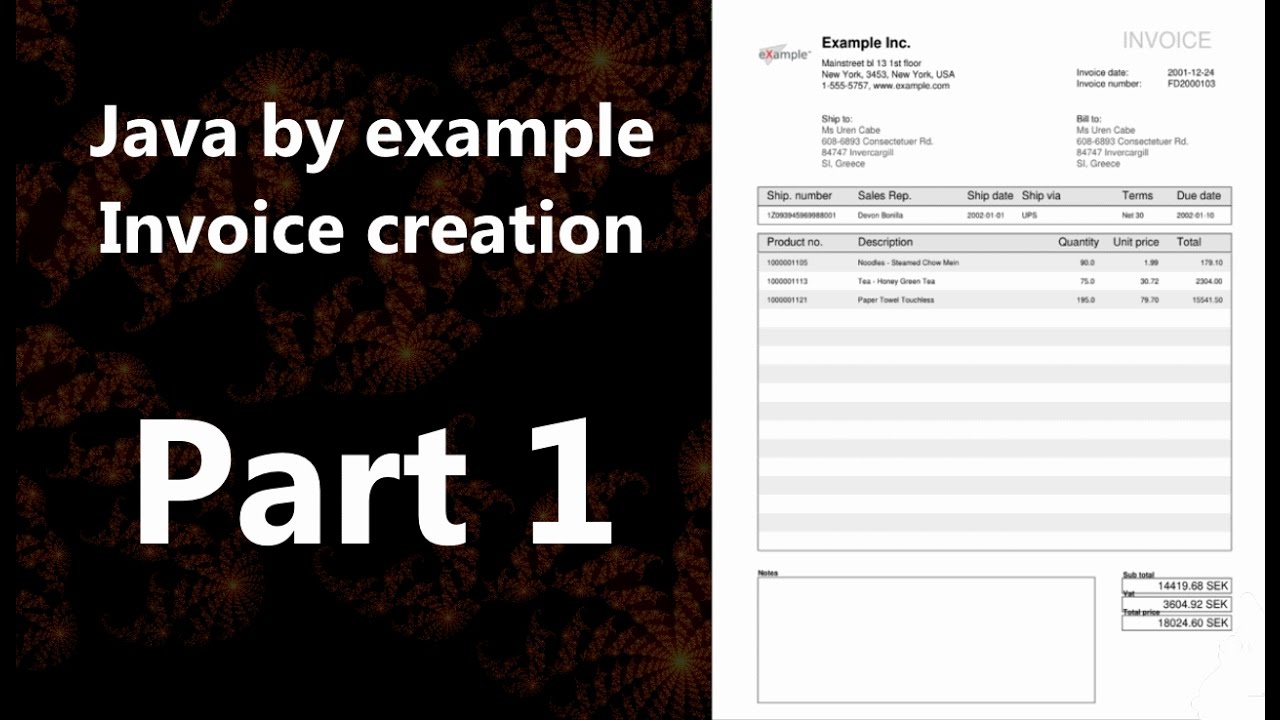Invoice Creation Part 1 Java By Example Youtube