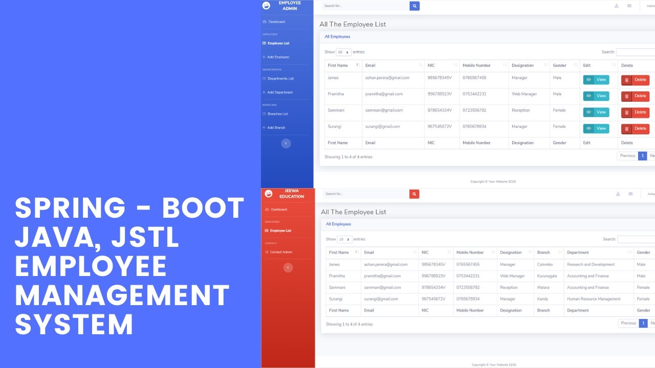 Spring Boot Employee Management System Free Source Code Java Spring