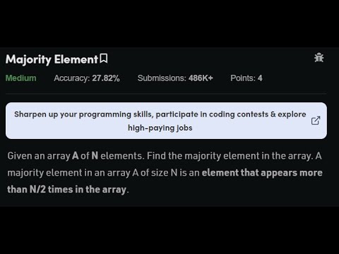 Majority Element Geeksforgeeks Youtube