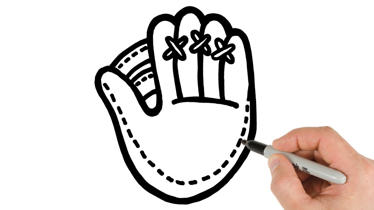 How To Draw Baseball Glove Sport Drawings Easy Tutorial Youtube
