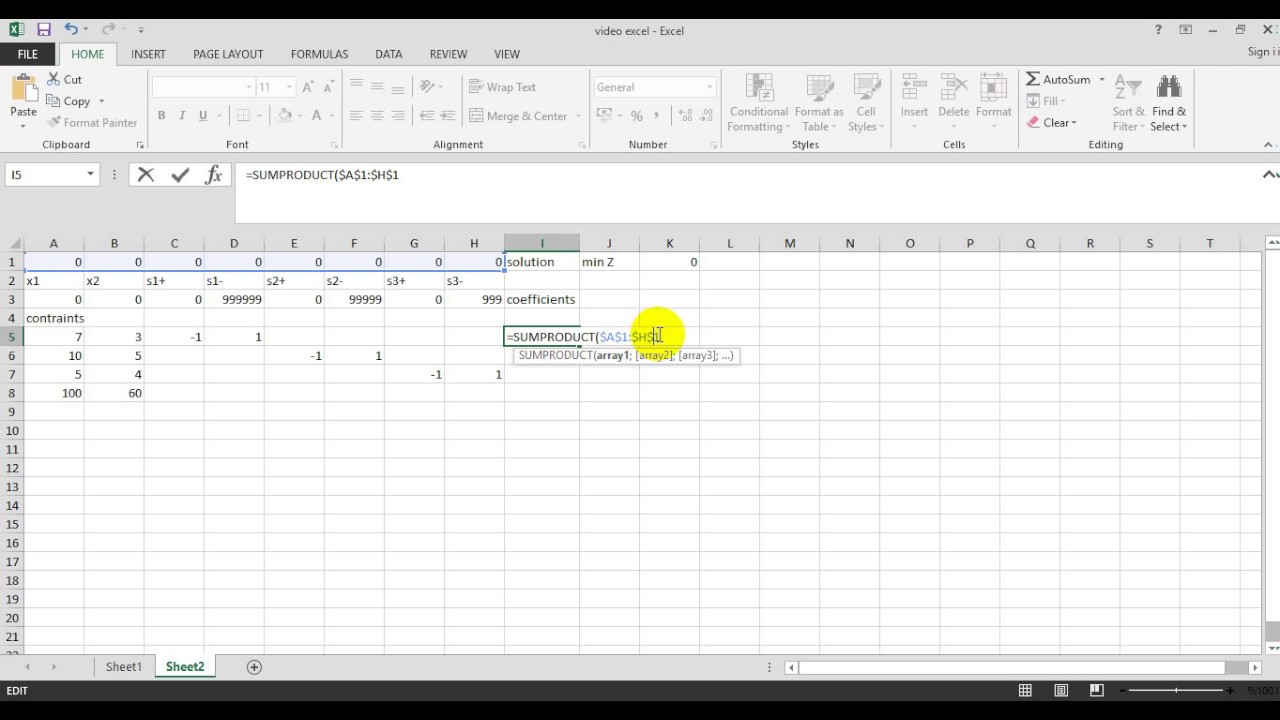 Using Solver In Excel 2016