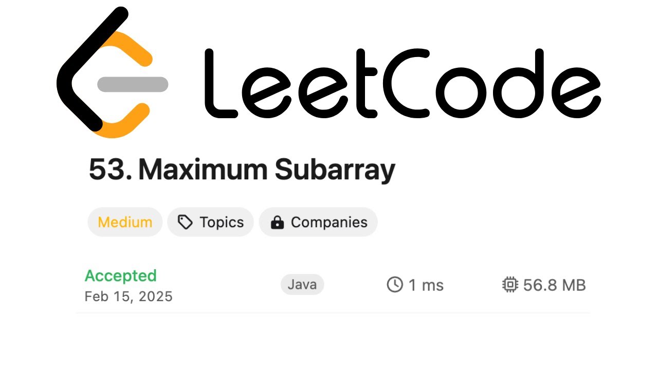 Leetcode 53 Maximum Subarray Solution Explained Youtube