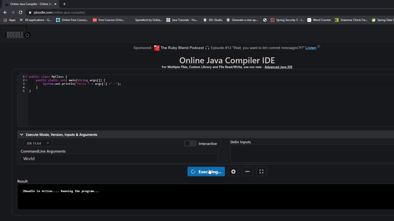 Online Java Compiler Hello World And Simple Application Tutorial Youtube