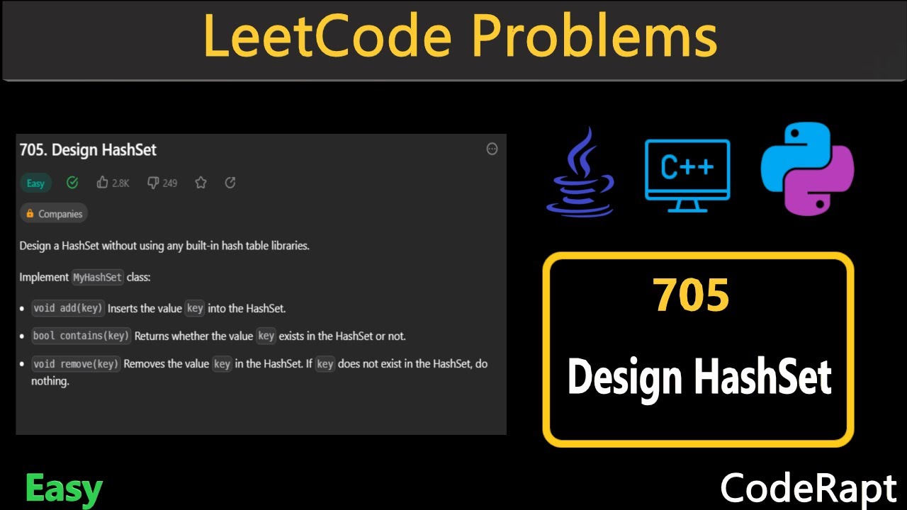 Design Hashset Leetcode Q 705 Python C Java Leetcode Daily