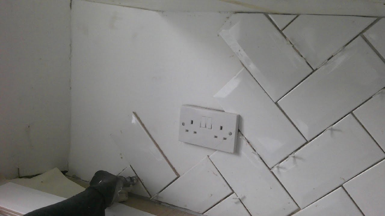 Herringbone Tile Installation Part 1 Youtube