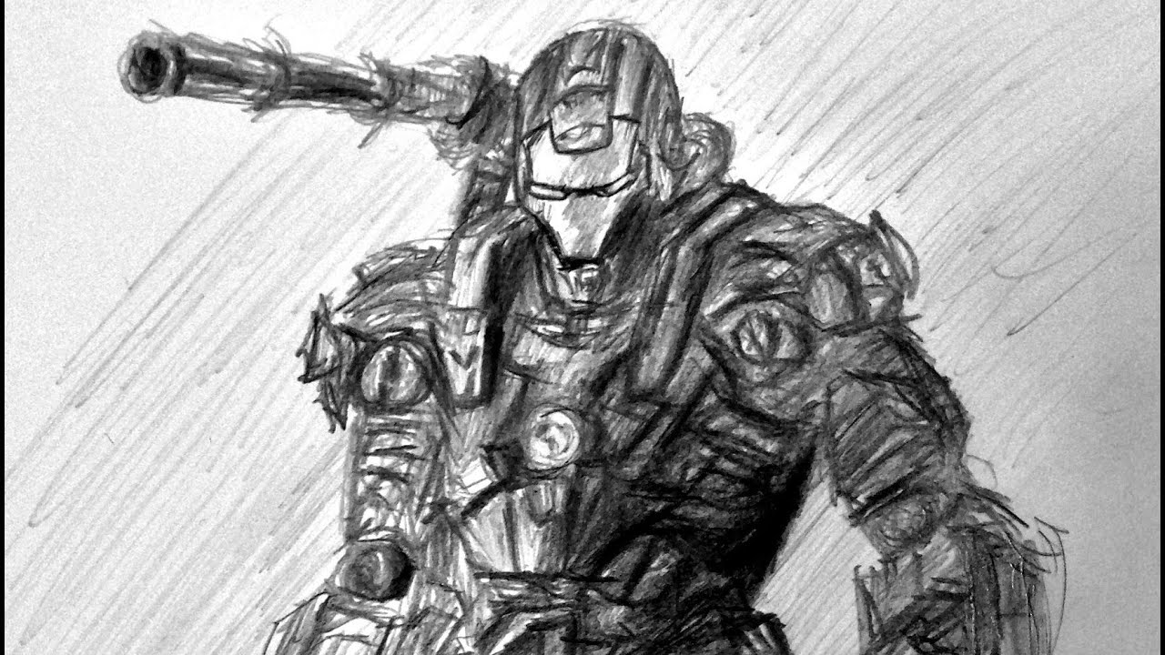 How I Draw War Machine Iron Man Youtube