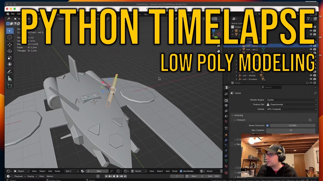Python Coding Time Lapse Low Poly Spacecraft Antennas Youtube