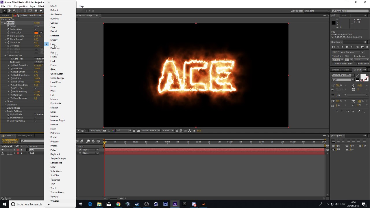 After Effects Tutorial Easy Make Fire Text Effect Youtube