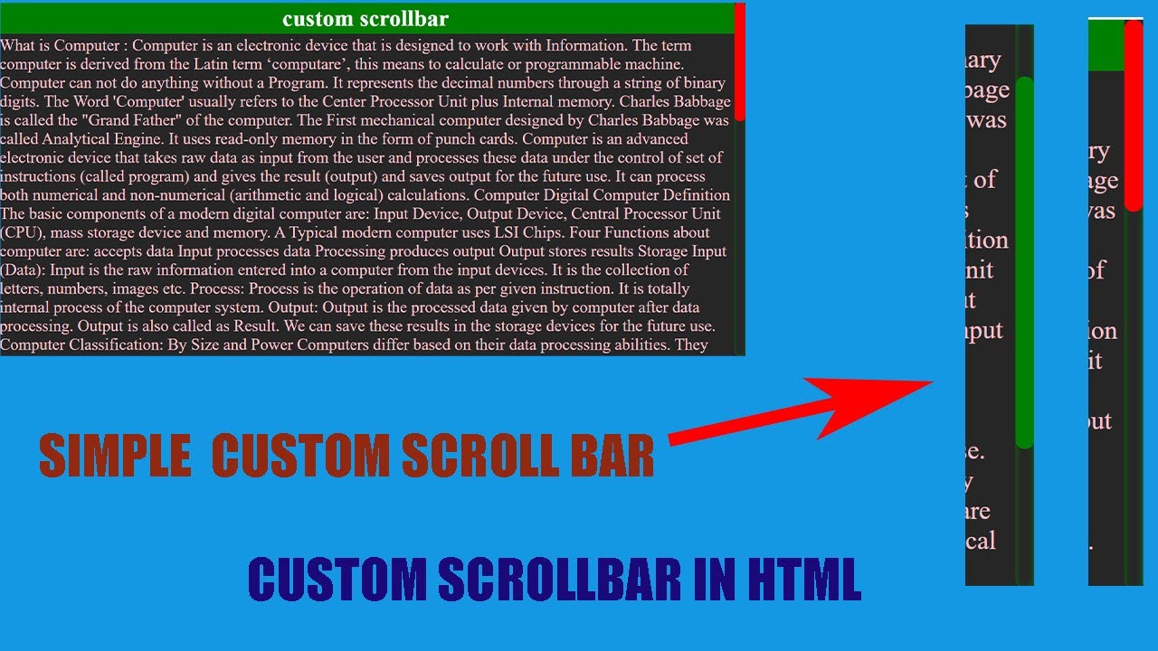 How To Create Custom Scrollbar In Css Customize Scrollbar Youtube