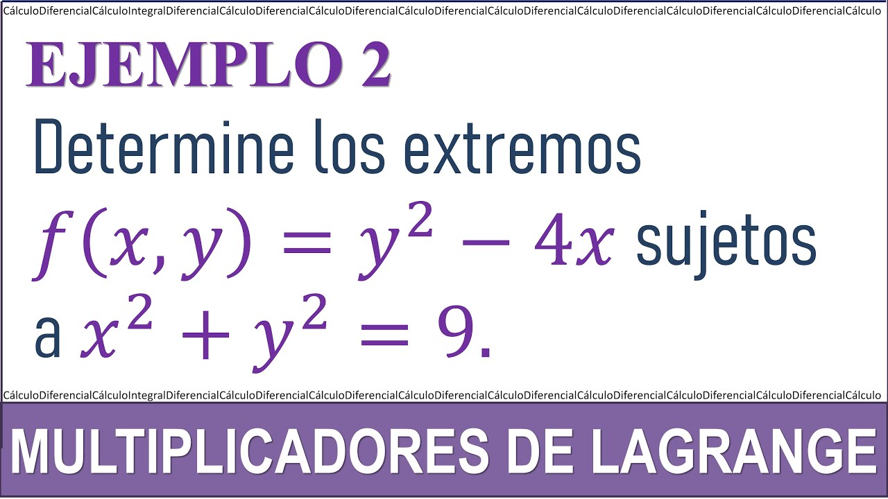 Multiplicadores De Lagrange Máximos Y Mínimos Ejemplo 2 Calculo