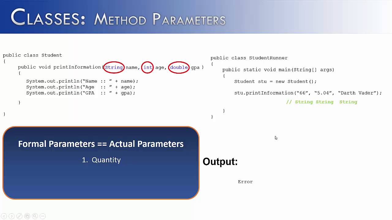 Classes Part 6 Method Parameters Java Youtube
