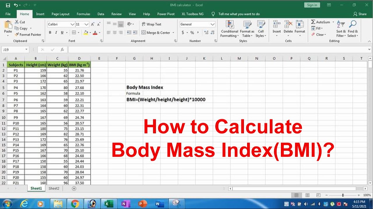 Excel Formula For Bmi Calculation Tyaqzg