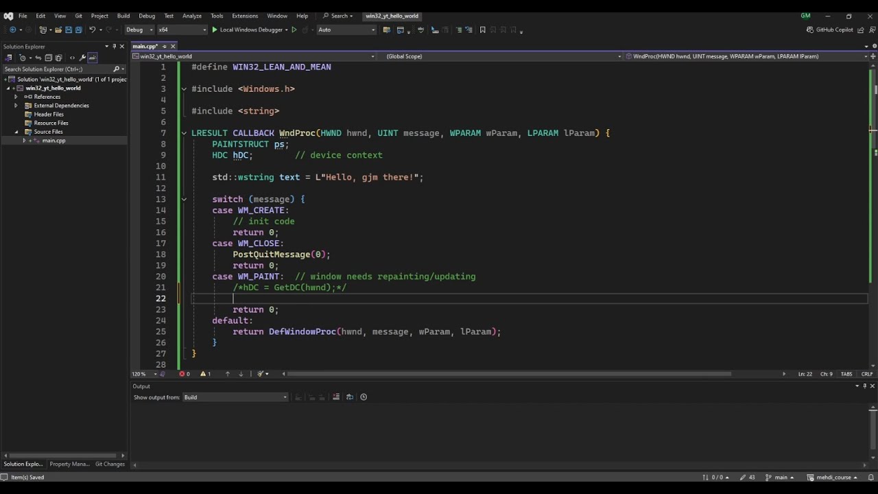 Win32 Api Message Loop Gdi Device Context Youtube
