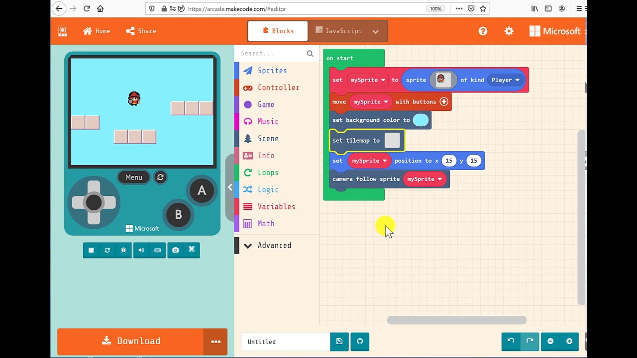 Schwerkraft Physics Gravity In Jump N Runs Mit Arcade Makecode