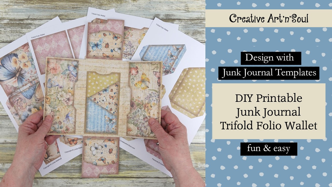 Diy Printable Junk Journal Trifold Folio Wallet Youtube