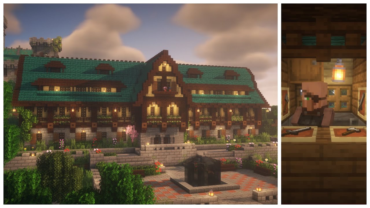 Minecraft Trading Hall Complete Build Youtube