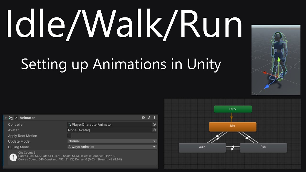 Idle Walk And Run Animations In Unity Tutorial Youtube