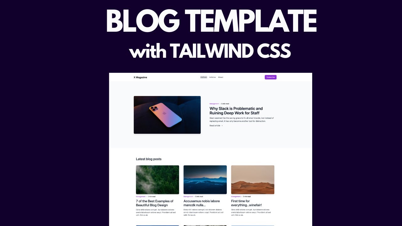 Minimal Blog Template With Tailwind Css Youtube