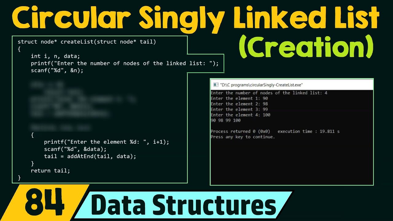 Creating A Circular Singly Linked List Youtube