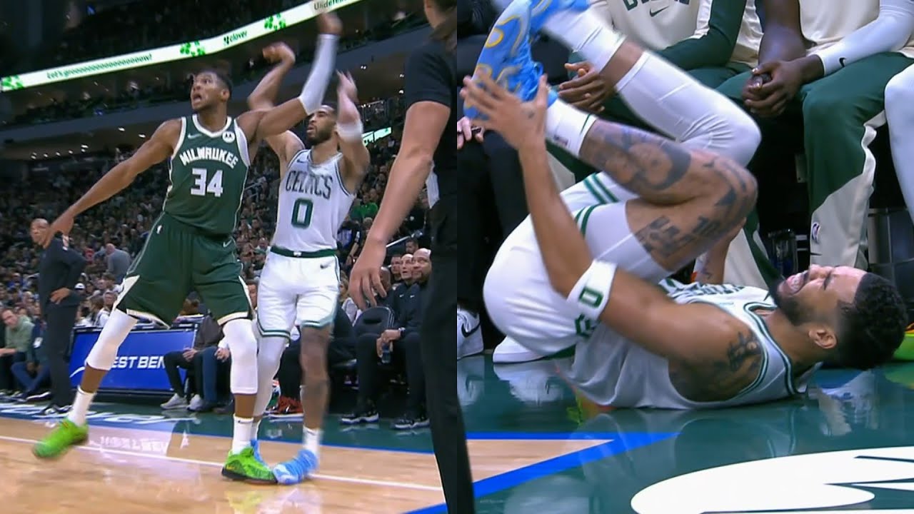 Jayson Tatum Heated After Giannis Almost Injured Him And No Foul Was