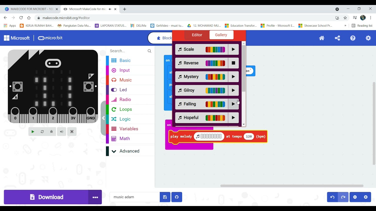 Makecode Music Step By Step Rbt Tahun 5 Youtube