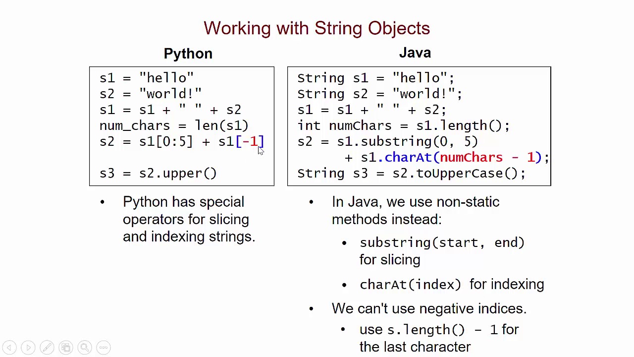 From Python To Java Working With Strings Youtube