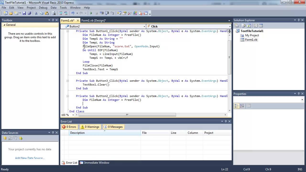 Visual Basic Programming Lesson 13 Write To Text File Youtube