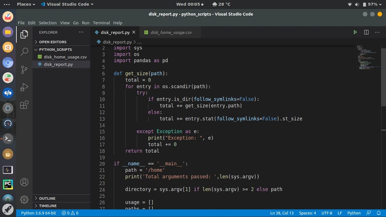 Python Linux Script To Generate A Disk Usage Report Youtube