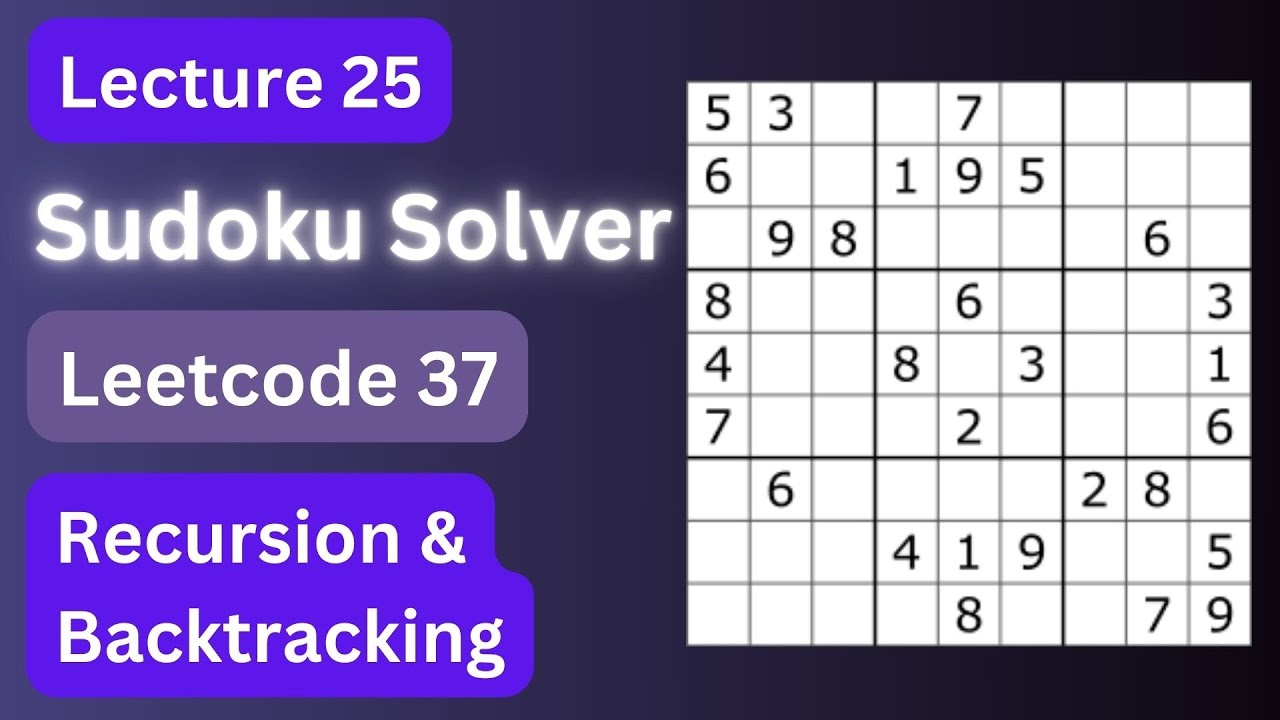Lecture 25 Sudoku Solver Dsa Leetcode 37 Recursion And
