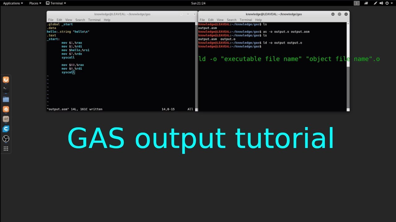 Gas X64 Gnu Assembler Output Tutorial In Linux Youtube