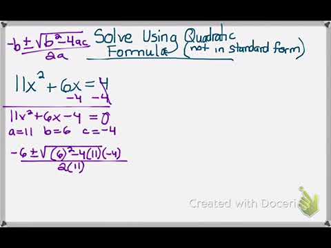 Solve Using Quadratic Formula Not In Standard Form Youtube