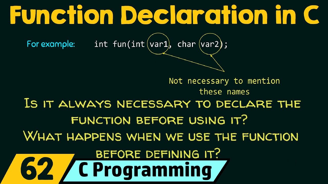 Function Declaration In C Youtube