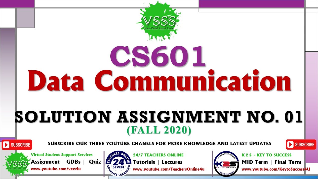 Solution Assignment No 1 Cs601 Data Communication Fall 2020 Youtube