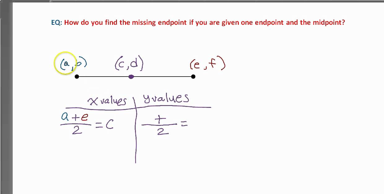 Day 1 How To Find The Missing Endpoint Given One Endpoint And The