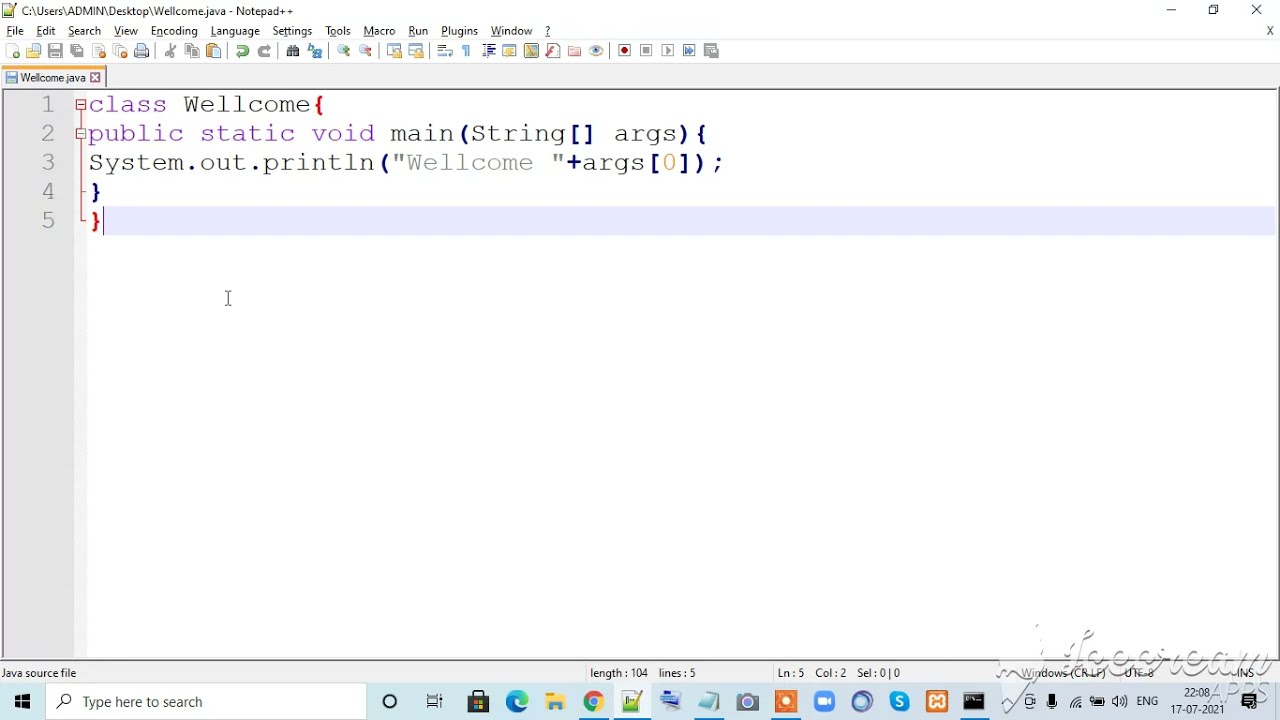 Java Program Print A Welcome Message Using Command Line Argument
