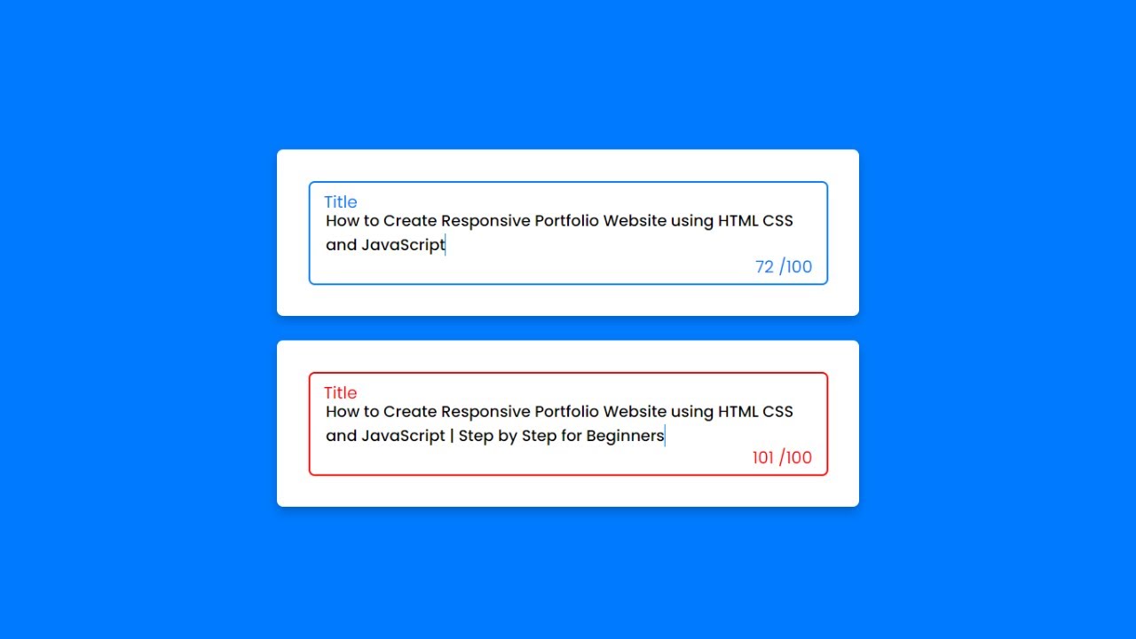 Character Limit Using Html Css And Javascript Youtube